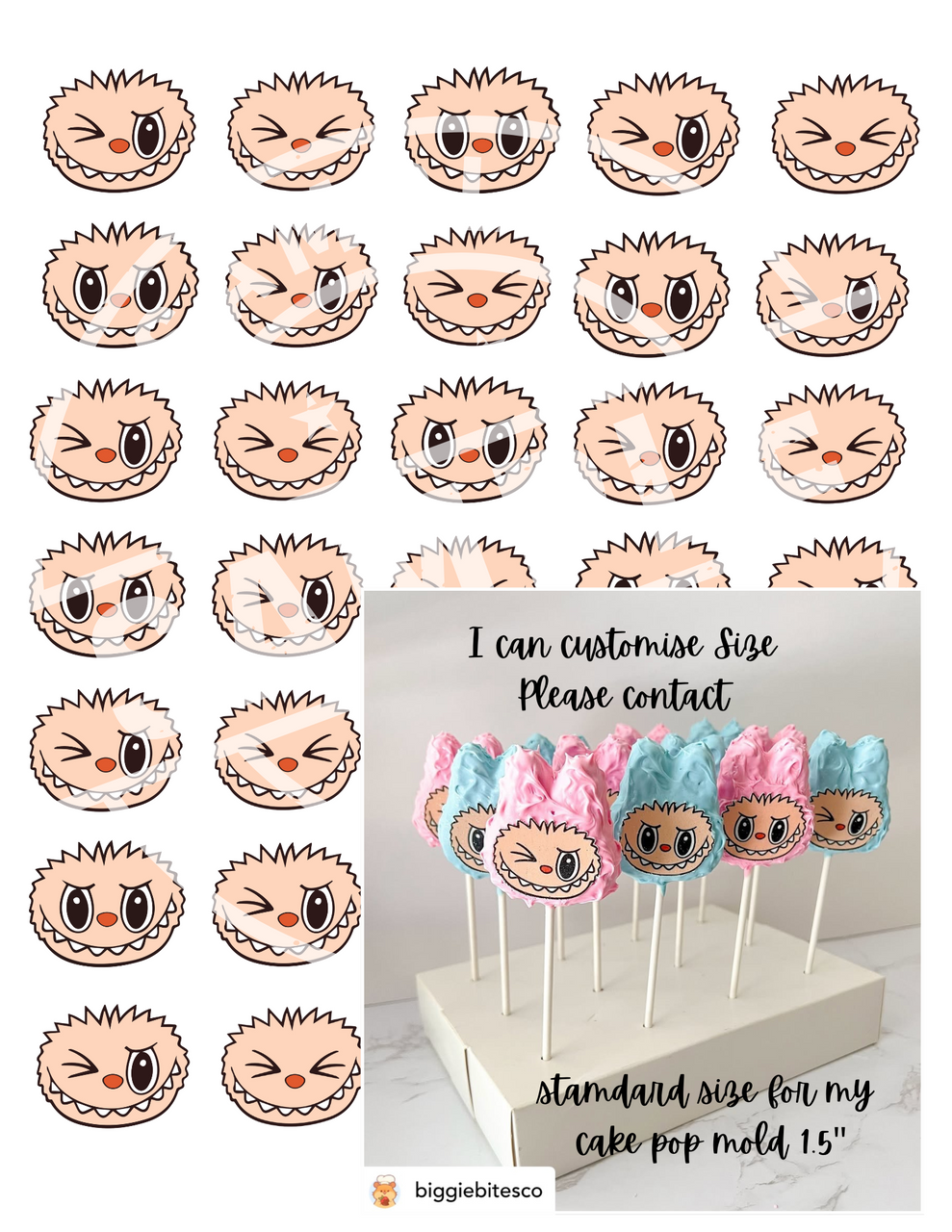 Labubu Face Edible Image Not cut -em10714 - Christines Molds