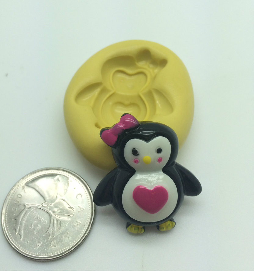Penguin With Heart Silicone Mold - Christines Molds