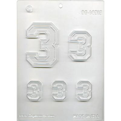 COLLEGIATE NUMBER "3" CHOCOLATE MOLD - Christines Molds
