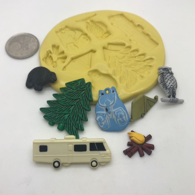 Camp Set Rv Fire Bear owl tent mold - Christines Molds