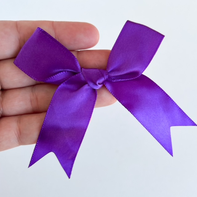 purple Bows Satin Pretied 10pc - Christines Molds