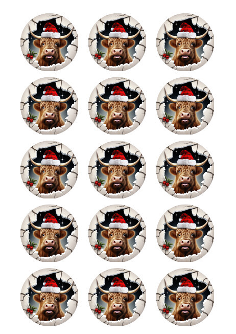 Christmas cow edible image - EM670 - Christines Molds