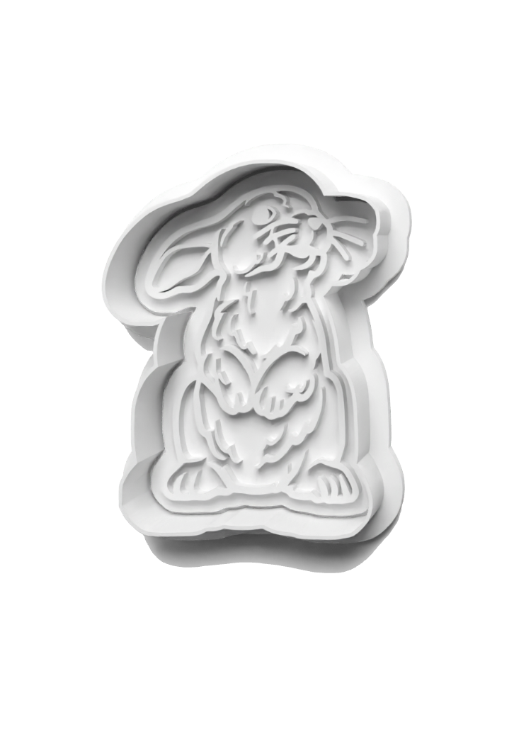 Bunny Rabbit stamp and cookie cutter - cc125 - Christines Molds