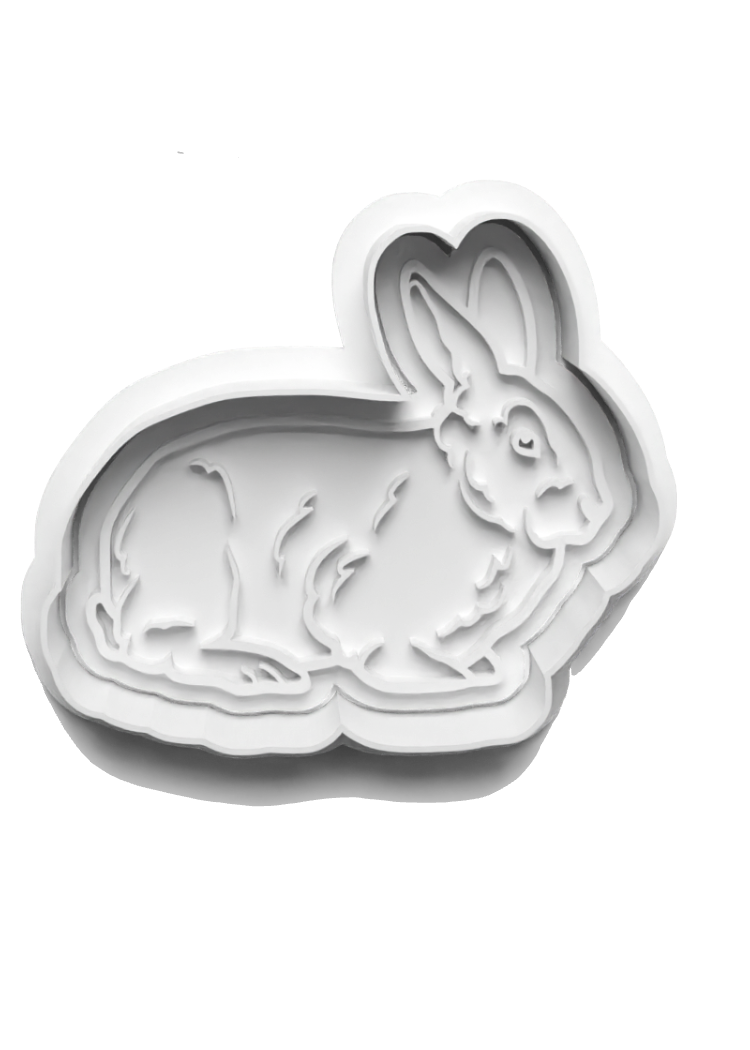 Bunny Rabbit stamp and cookie cutter - cc126 - Christines Molds