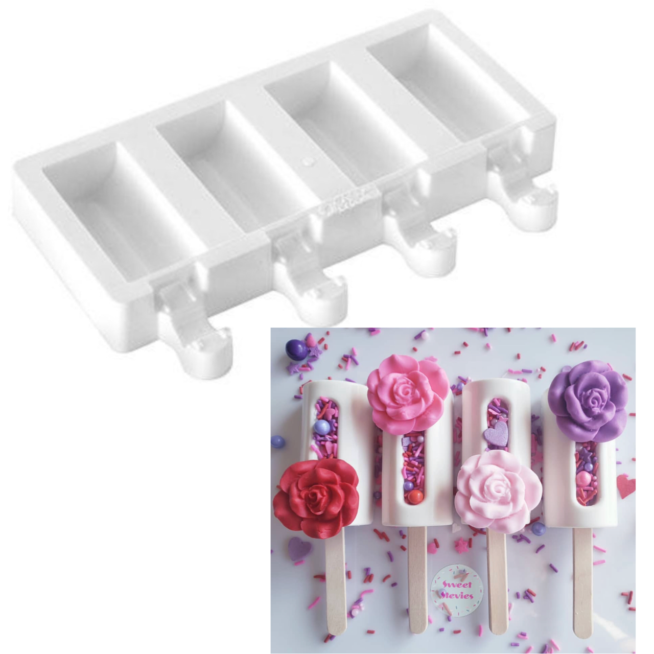 Geometric Heart Popsicle Cake Slice Ice Cream Silicone Mold ...