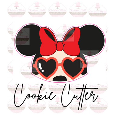 Girl Mouse half face Valentine Face Cookie Cutter - Christines Molds