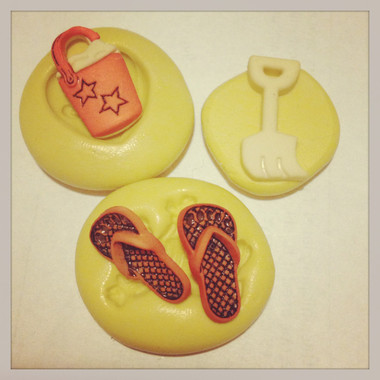Beach Set Flip Flops Shovel Bucket Silicone - Christines Molds