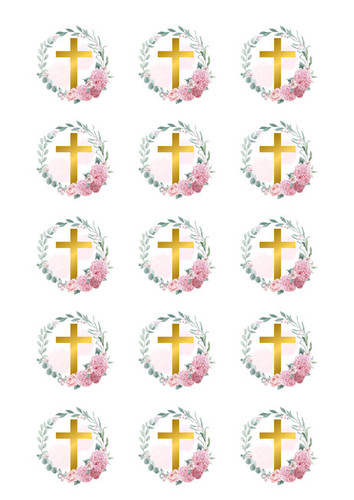 Cross wreath edible image - em843 - Christines Molds