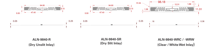Alien Squiggle RFID Clear Wet Inlay (ALN-9840, Higgs-EC)