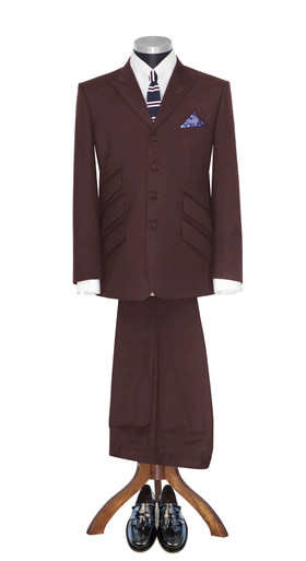 Paul Weller Four Buttons Chocolate Brown Mod Suit with Peak Lapels 1960's