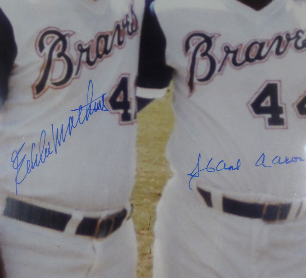 Hank Aaron & Eddie Mathews Autographed Framed 16x20 Photo Atlanta ...