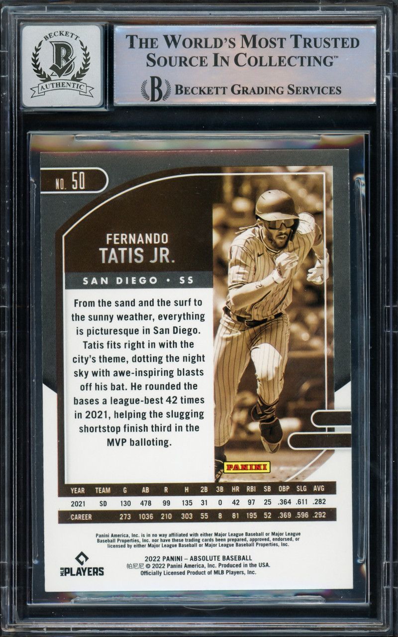 Fernando Tatis Jr. Autographed 2022 Panini Absolute Card #50 San Diego ...