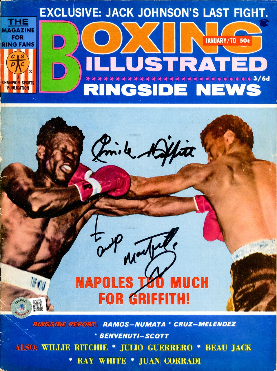 Jose Napoles & Emile Griffith Autographed Boxing Illustrated Magazine ...