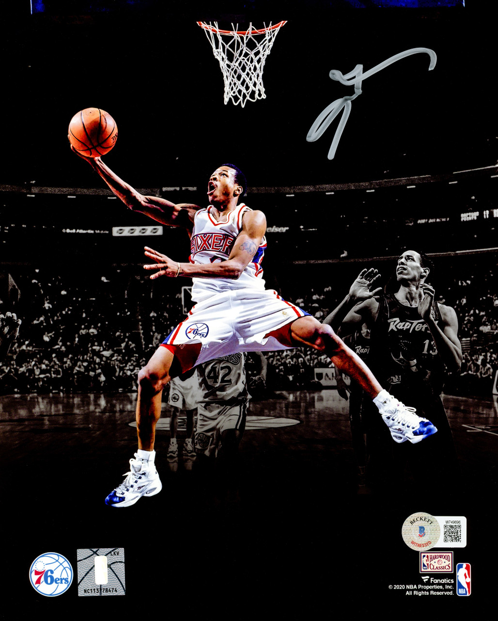 Allen Iverson Autographed 8x10 Photo Philadelphia 76ers Spotlight Layup ...