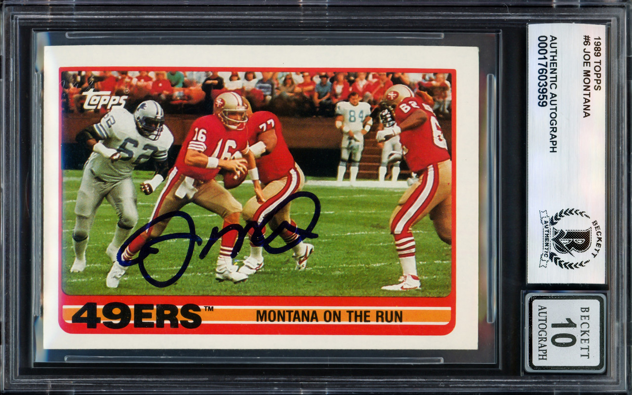 Joe Montana Autographed 1989 Topps Card #6 San Francisco 49ers Auto ...