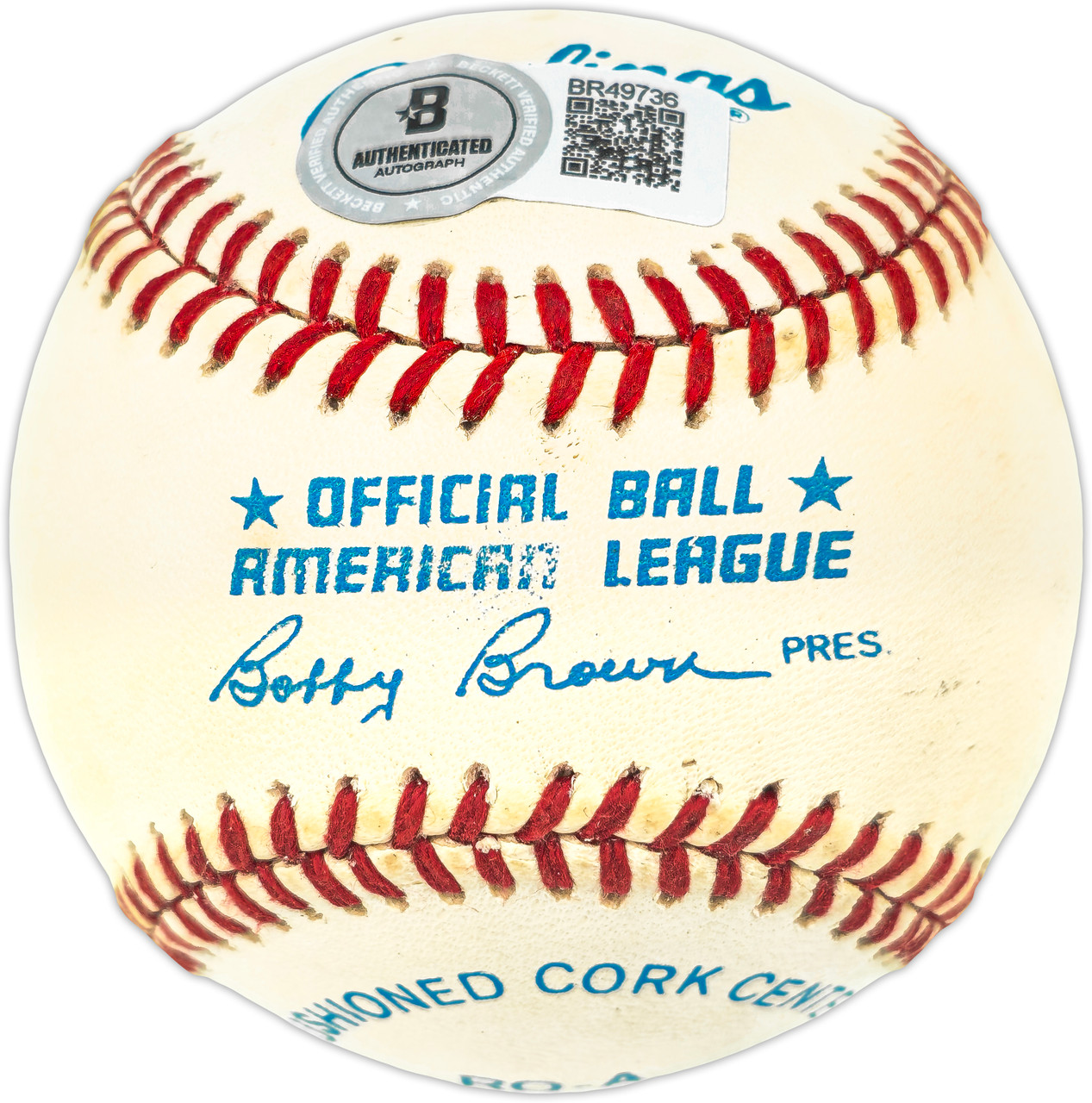 Joe Rudi Autographed Official AL Baseball Oakland A's Beckett BAS QR # ...