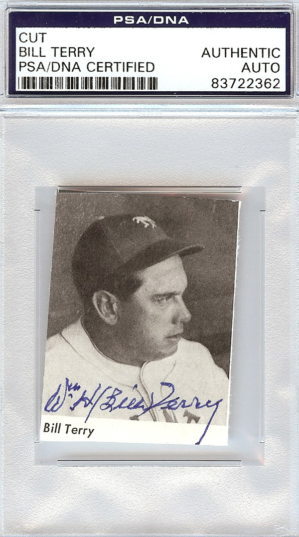 Bill Terry Autographed 2x2.5 Cut Signature PSA/DNA #83722362 - Mill ...