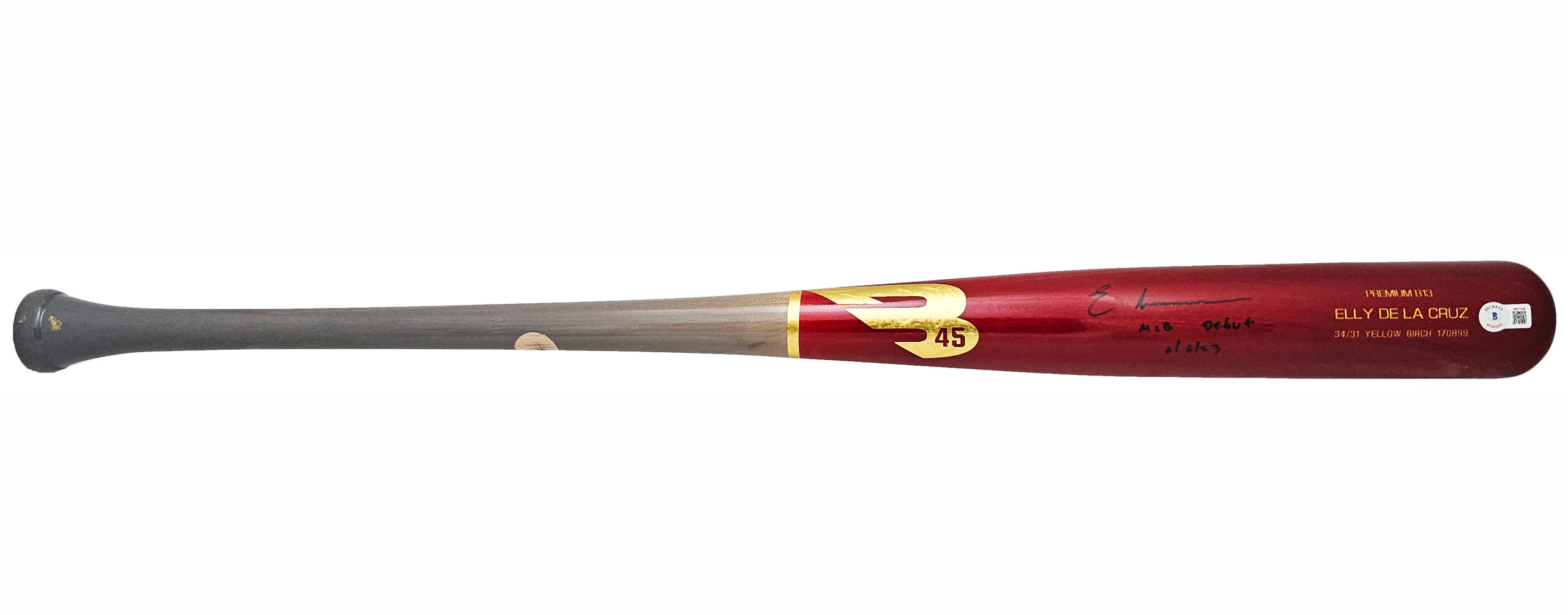 Elly De La Cruz Autographed Red B45 Player Model Bat Cincinnati Reds ...