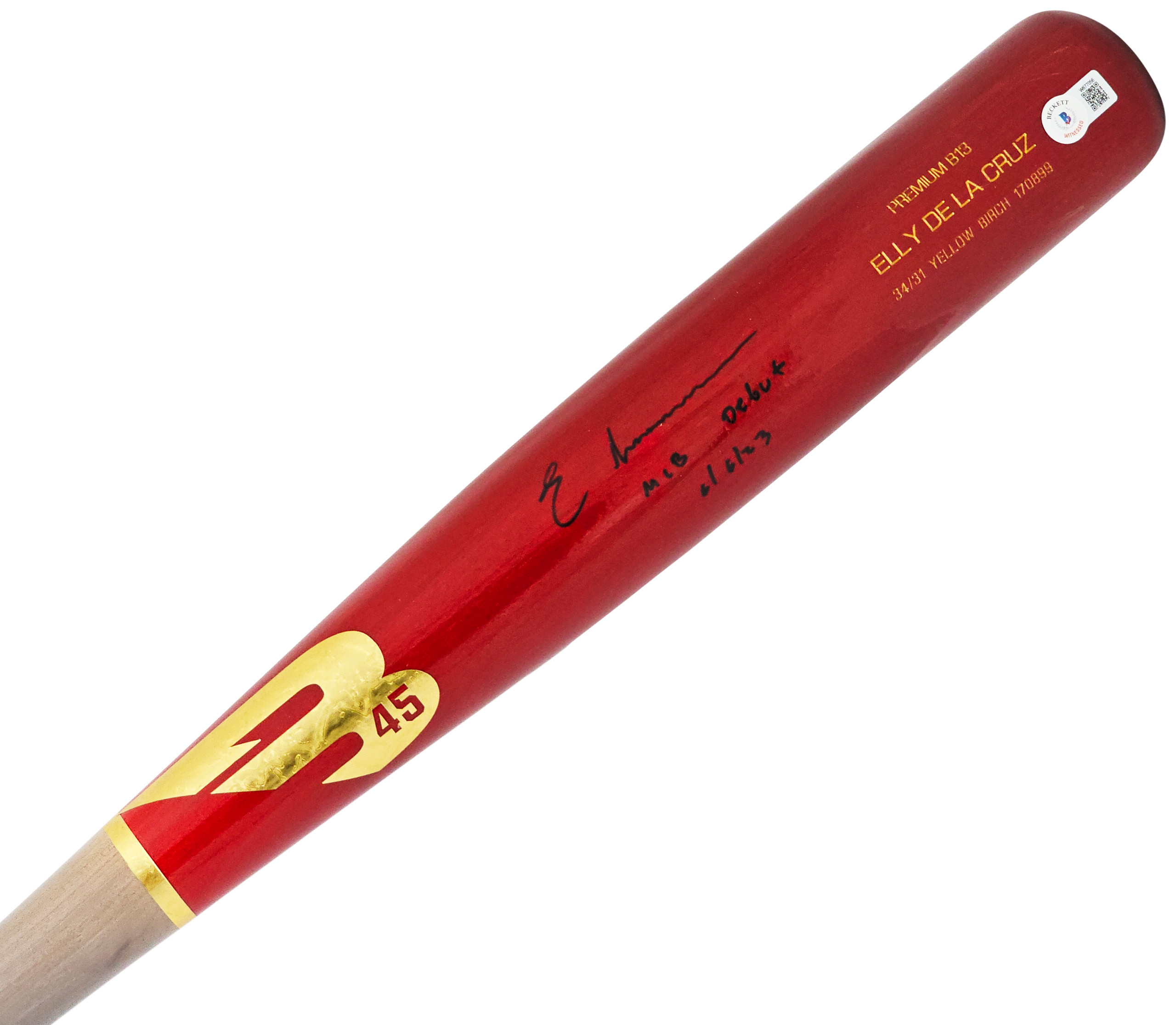 Elly De La Cruz Autographed Red B45 Player Model Bat Cincinnati Reds ...
