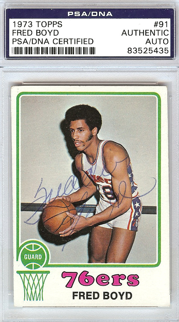 Fred Boyd Autographed 1973 Topps Card #91 Philadelphia 76ers PSA/DNA ...