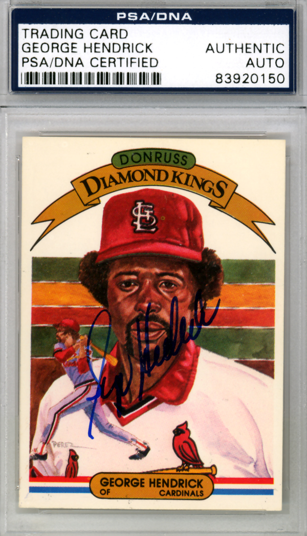George Hendrick Autographed 1982 Donruss Card #9 St. Louis Cardinals ...