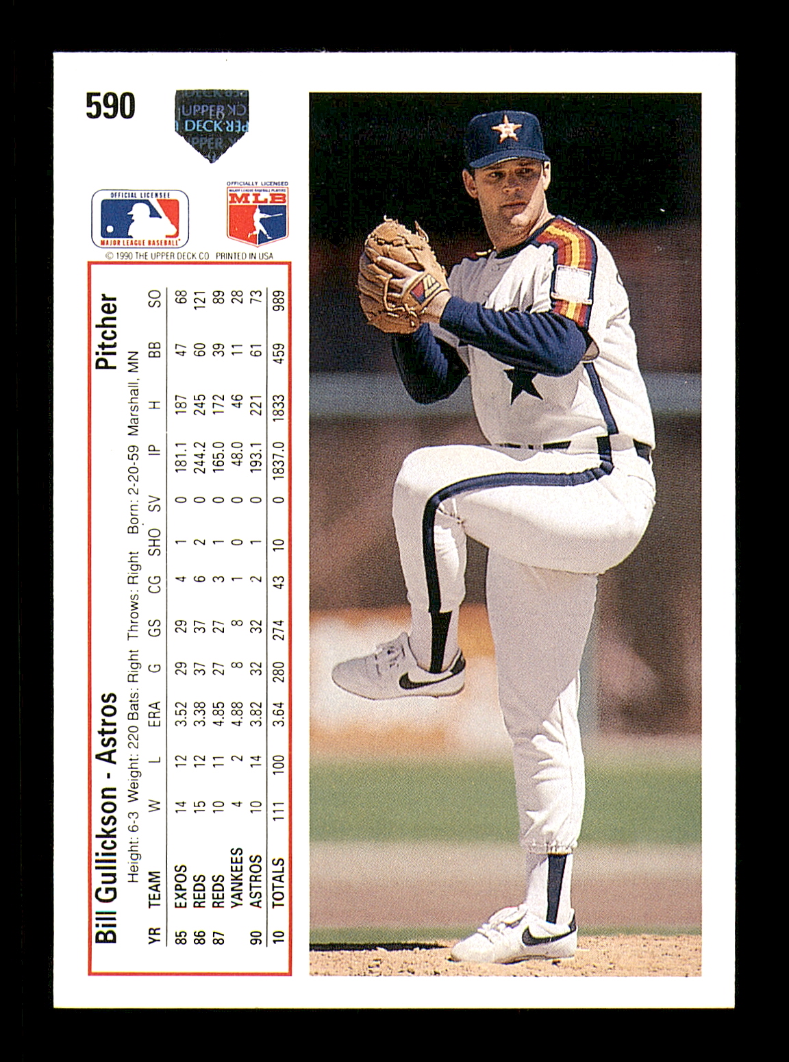 Bill Gullickson Autographed 1991 Upper Deck Card #590 Houston Astros ...