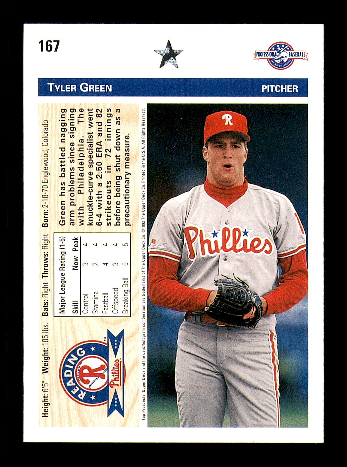 Tyler Green Autographed 1992 Upper Deck Minor League Rookie Card #68 ...