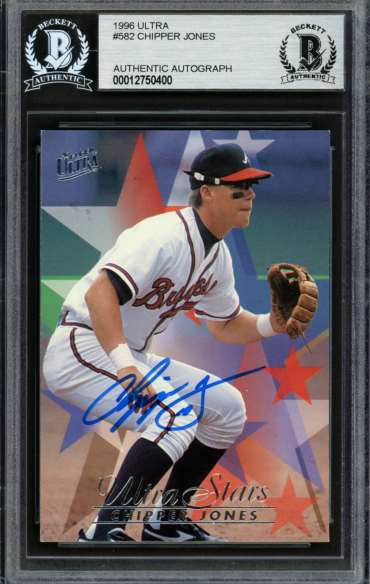 Chipper Jones Autographed 1996 Fleer Ultra Stars Card #582 Atlanta ...