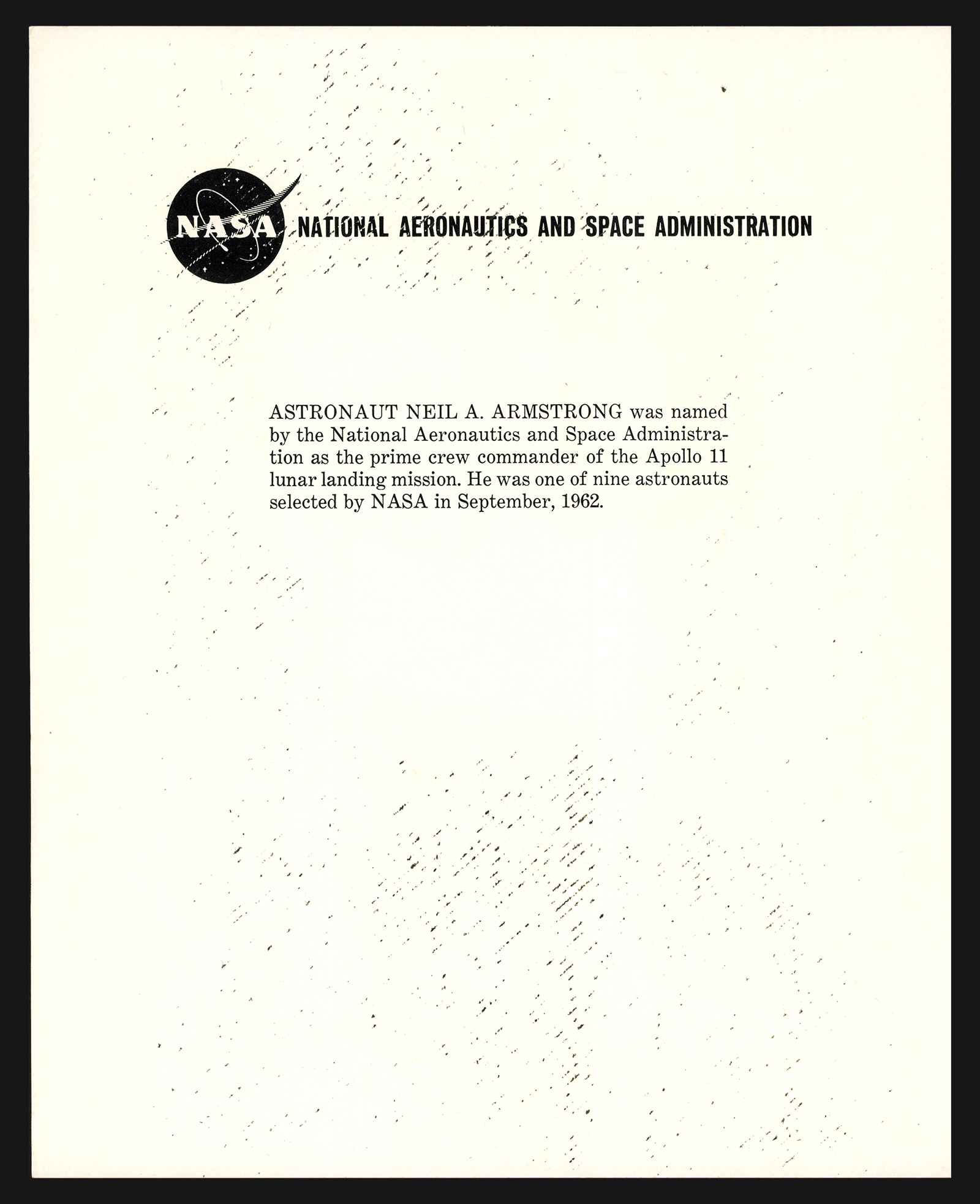 Neil Armstrong Autographed 8x10 Photo Apollo 11 "To The Irving Miller ...
