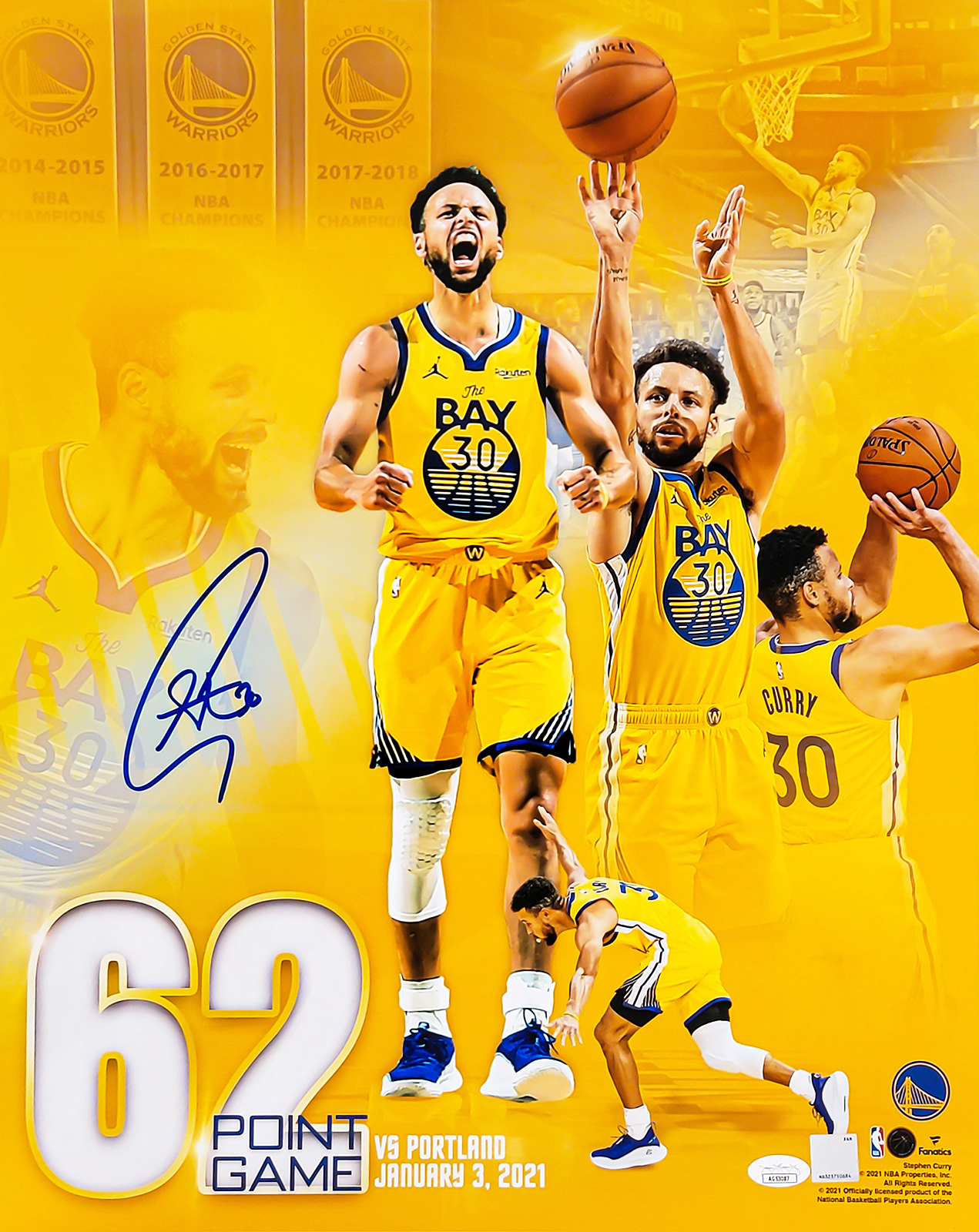 Stephen Curry Autographed 16x20 Photo Golden State Warriors 62 Point ...