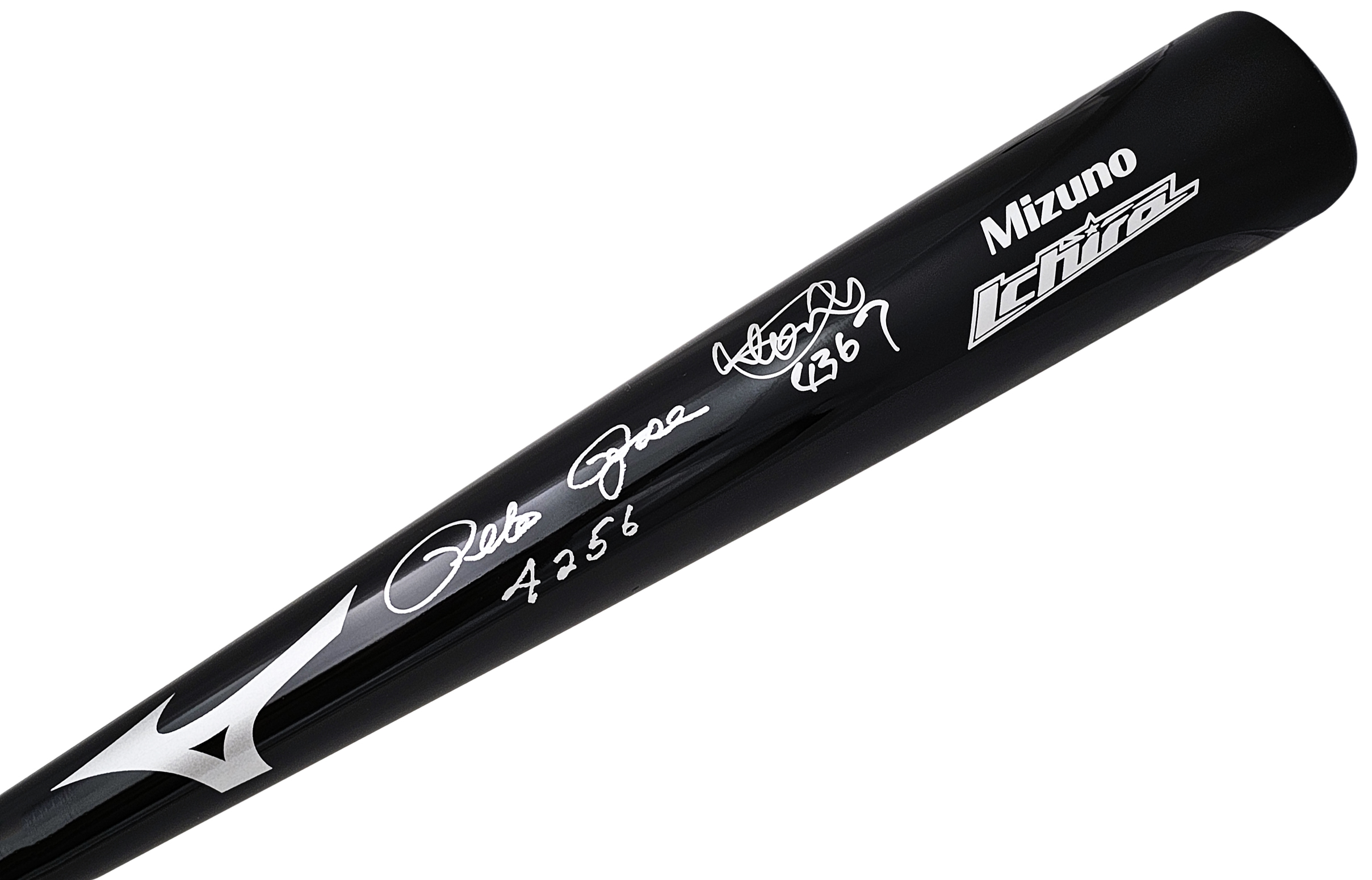 Ichiro Suzuki & Pete Rose Autographed Black Mizuno Player Model Bat ...
