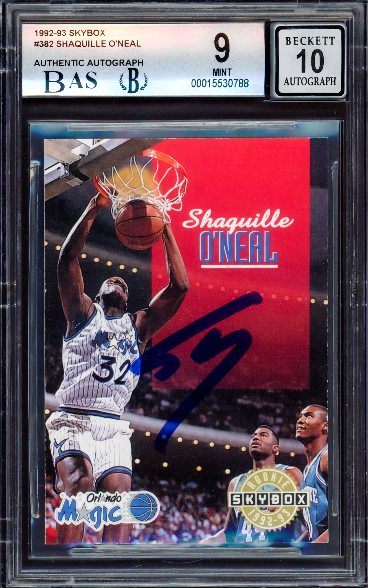 Shaquille "Shaq" O'Neal Autographed 1992-93 Skybox Rookie Card #382 ...
