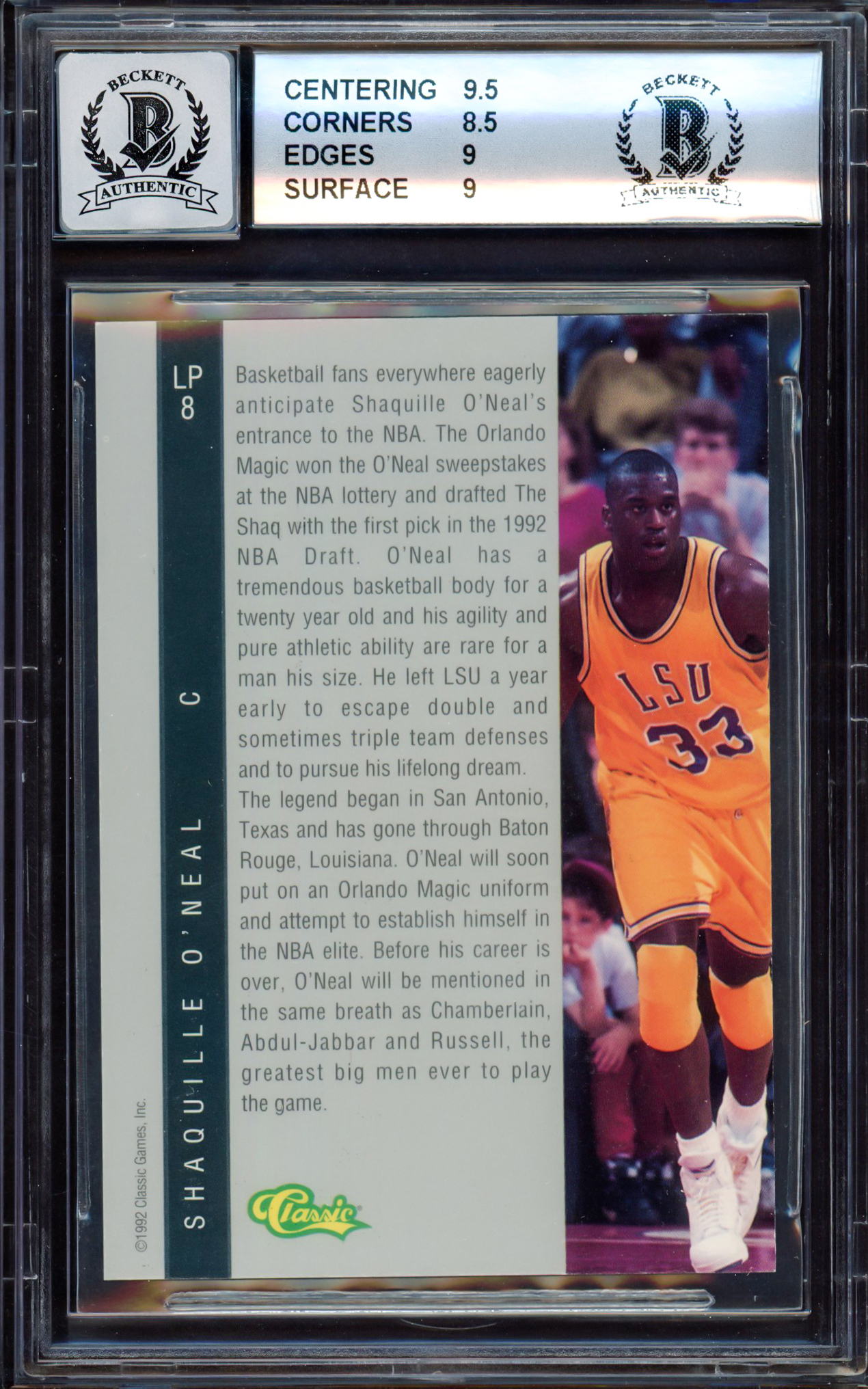 Shaquille "Shaq" O'Neal Autographed 1992-93 Classic Four Sport Rookie ...