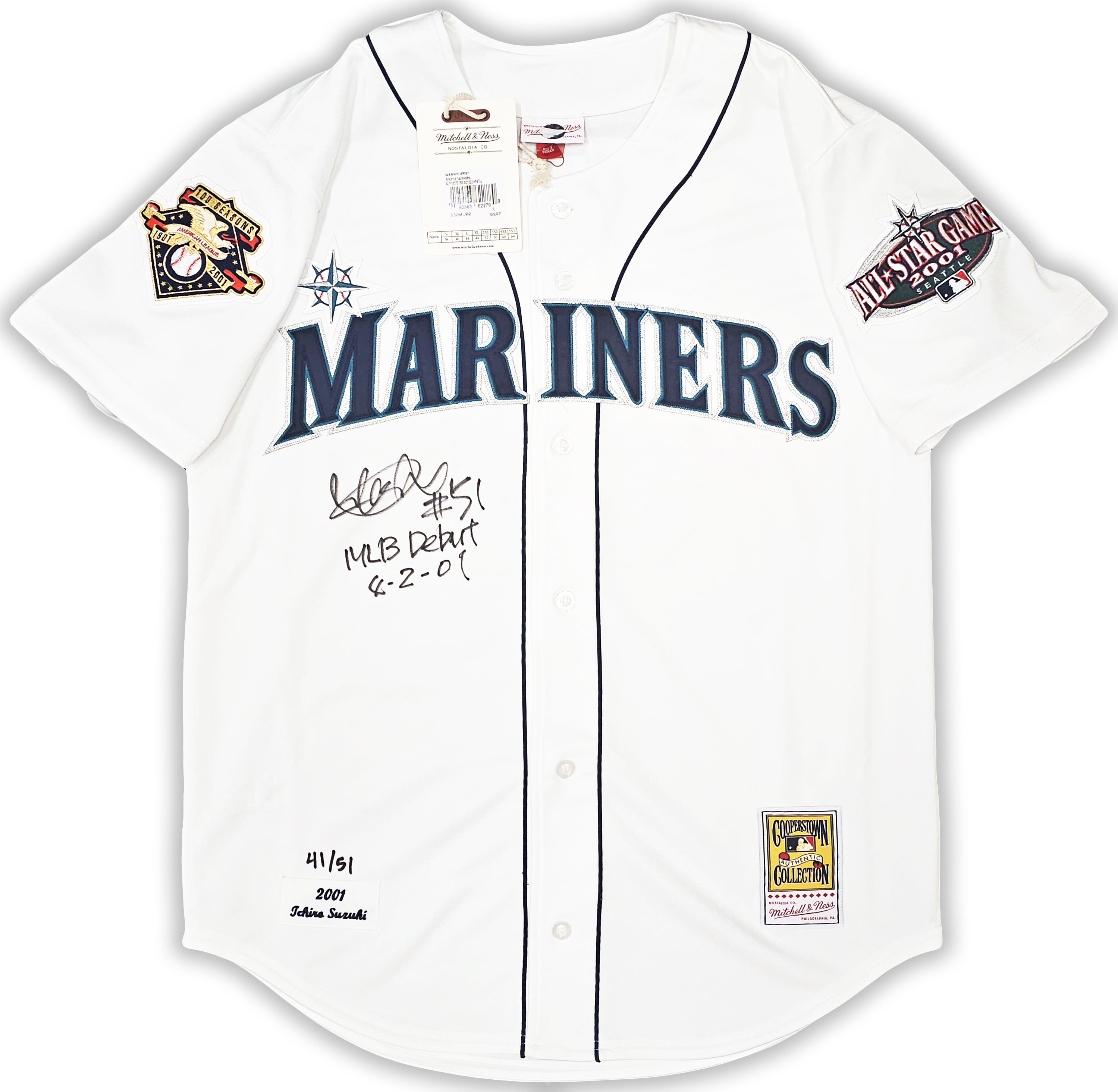 Seattle Mariners Ichiro Suzuki Autographed White Authentic Mitchell ...