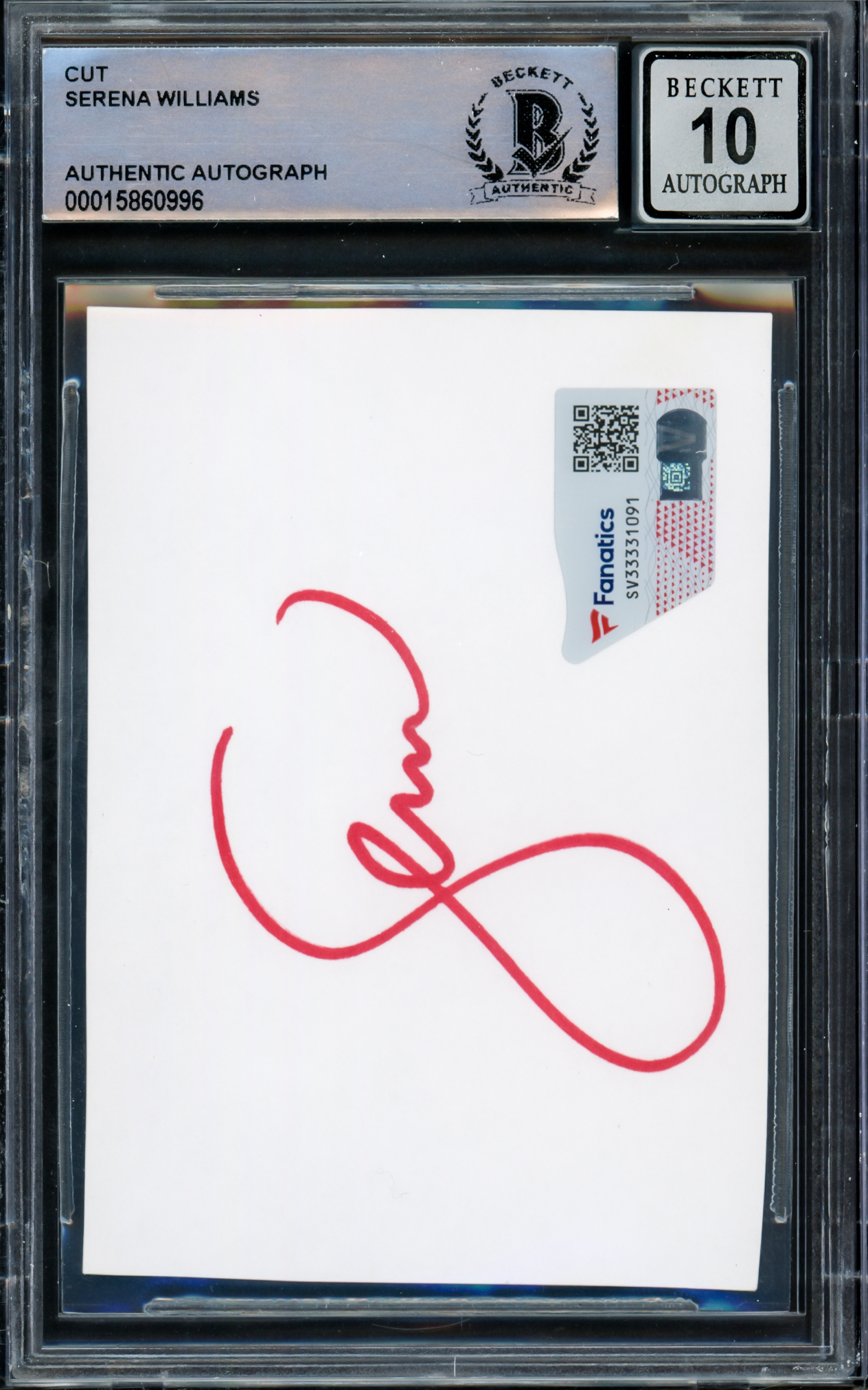 Serena Williams Autographed 2.5x3.5 Cut Signature Auto Grade Gem Mint ...