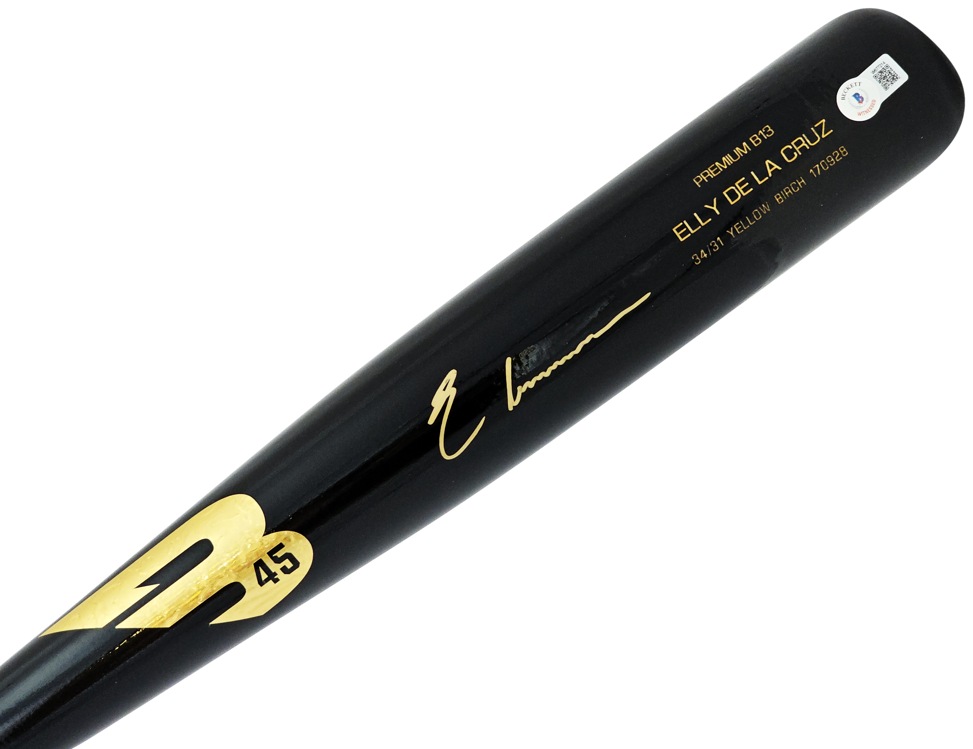 Elly De La Cruz Autographed Black B45 Player Model Bat Cincinnati Reds ...