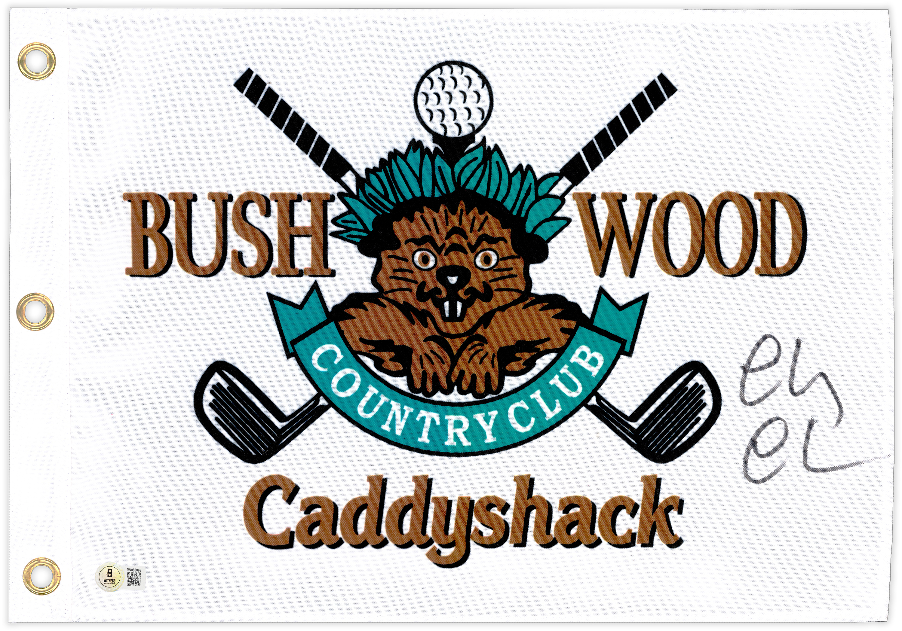 Chevy Chase Autographed White Caddyshack Golf Pin Flag Beckett BAS ...