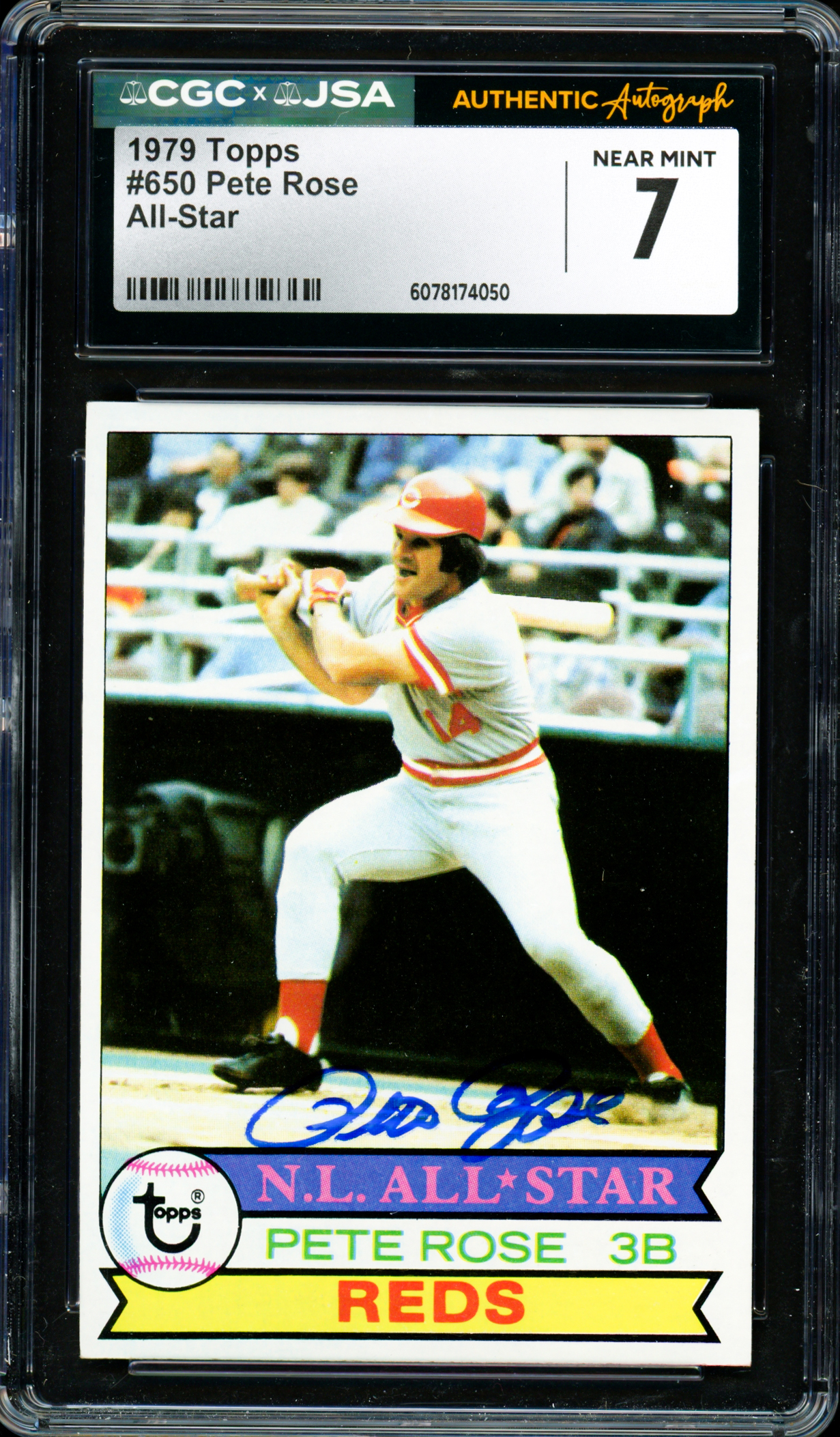 Pete Rose Autographed 1979 Topps Card #650 Cincinnati Reds Card Grade 7 ...