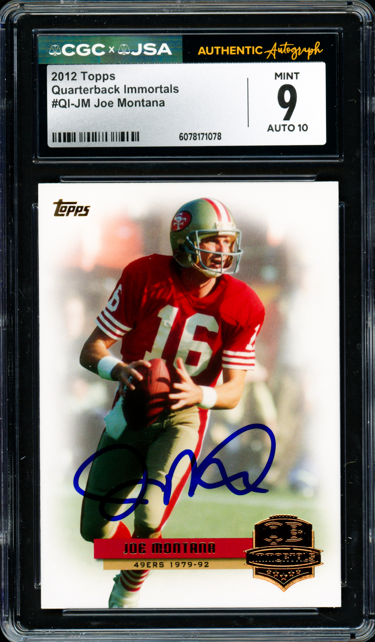 Joe Montana Autographed 2012 Topps QB Immortals Card #QI-JM San ...
