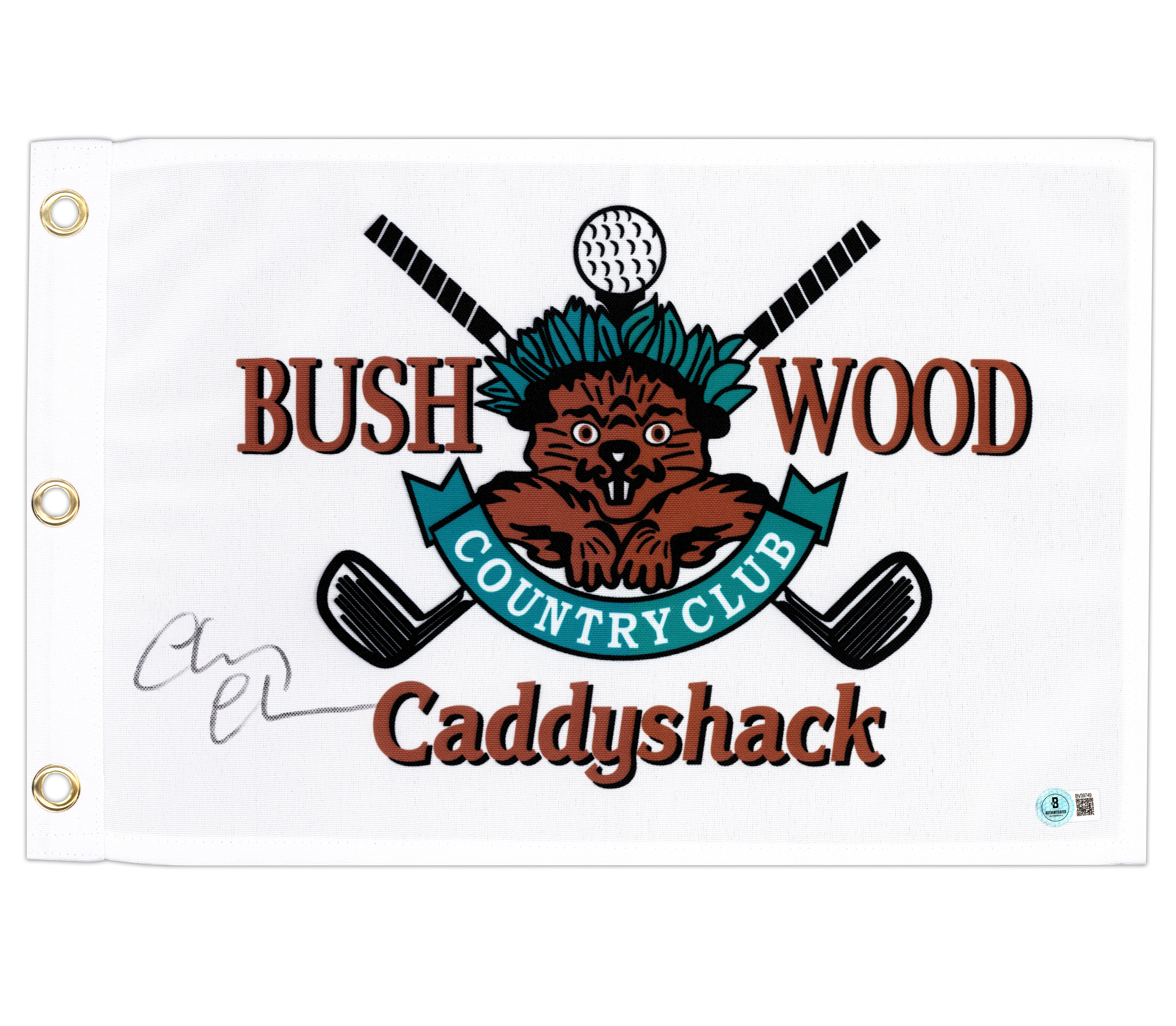 Chevy Chase Autographed 12x18 White Caddyshack Pin Flag Beckett BAS QR Stock #256733 - Mill ...