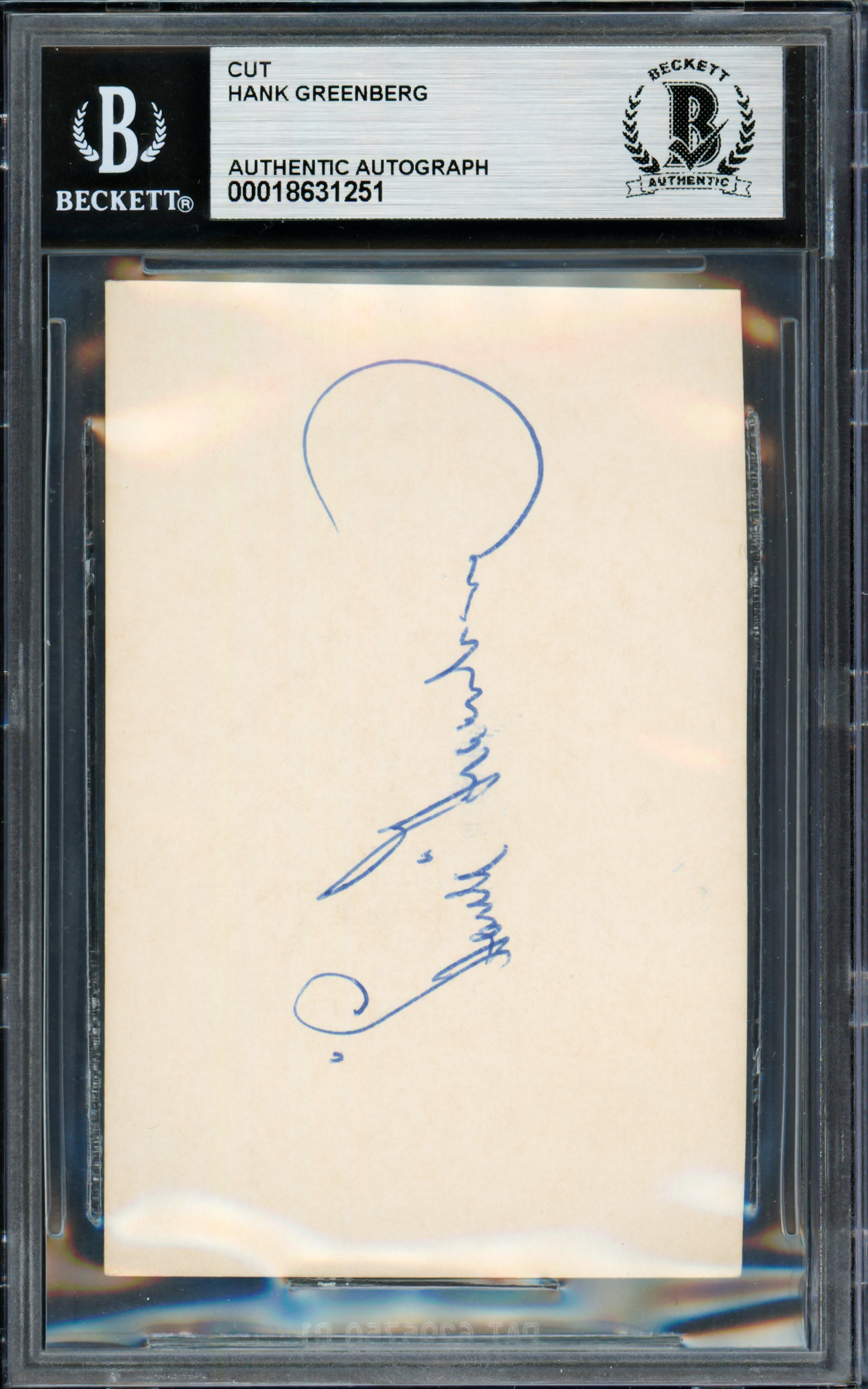Hank Greenberg Autographed 2.5x3.5 Card Detroit Tigers Beckett BAS ...