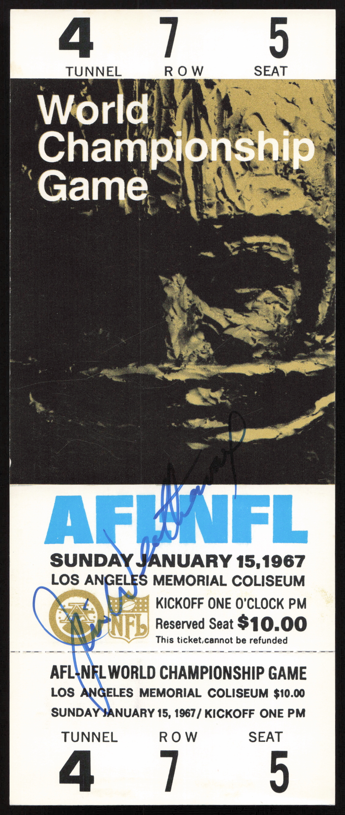 Jim Weatherwax Autographed Super Bowl I Replica Ticket (1967) Green Bay ...