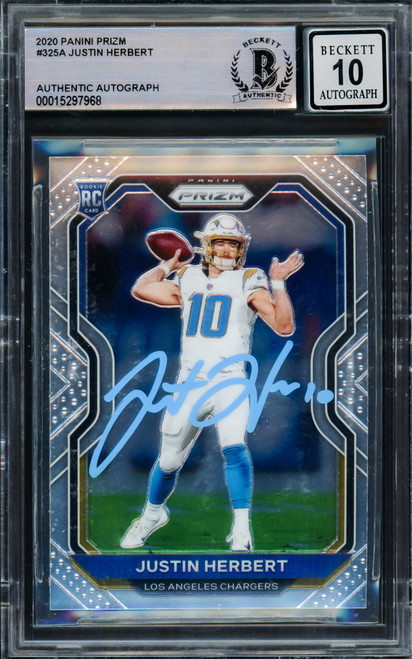 Justin Herbert Autographed 2020 Panini Prizm Rookie Card #325 Los ...
