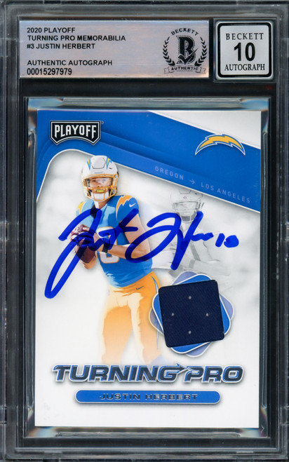 Justin Herbert Autographed 2020 Playoff Turning Pro Memorabilia Rookie ...