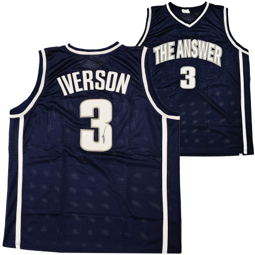 Georgetown Hoyas Allen Iverson Autographed Blue Jersey JSA Stock ...