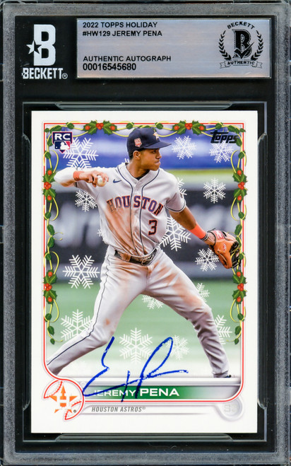 Jeremy Pena Autographed 2022 Topps Holiday Rookie Card #HW129 Houston ...