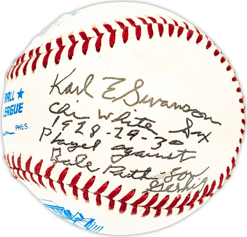 Karl Swanson Autographed Official Comiskey Park AL Baseball Chicago ...