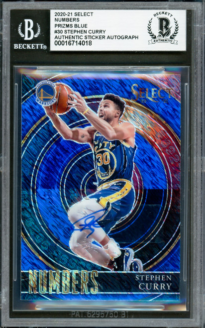Stephen Curry Autographed 2020-21 Select Numbers Blue Shimmer Prizm ...