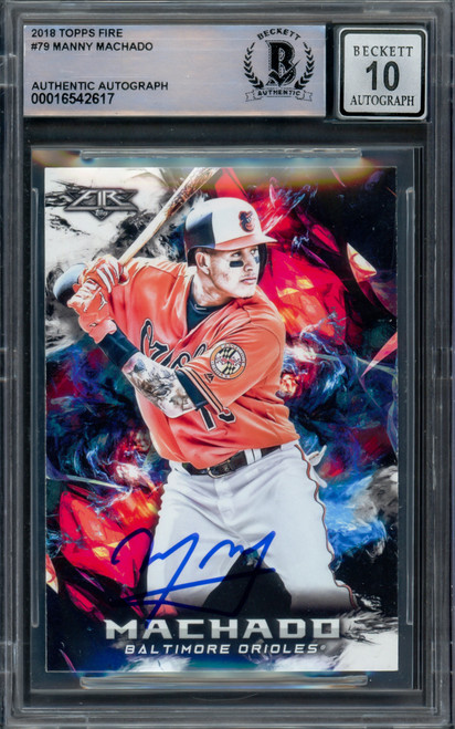 Manny Machado Autographed 2018 Topps Fire Card #79 Baltimore Orioles ...