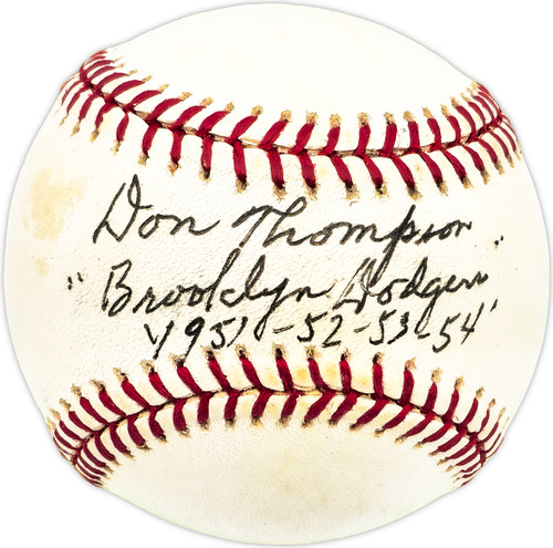 Don Thompson Autographed Official NL Baseball Brooklyn Dodgers "1951-52 ...